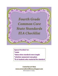 Fourth Grade CCSS ELA Checklist: Documenting the CCSS - Conversations ...