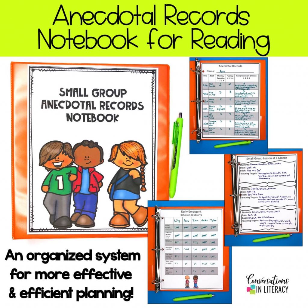 Reading Binder Notes and Anecdotal Records Notebook | Back to School ...