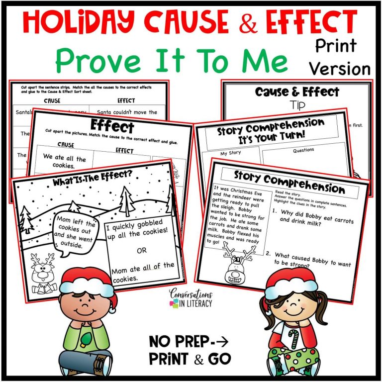 Holiday Cause and Effect Printable Comprehension Activities Distance ...
