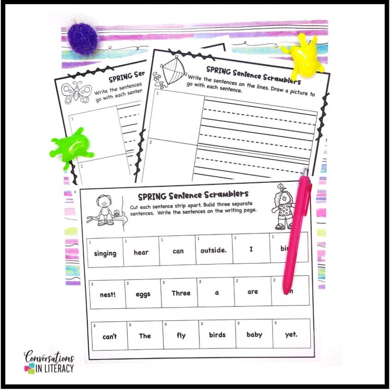 SPRING April and May Sentence Building Activities | Sentence Scramblers ...