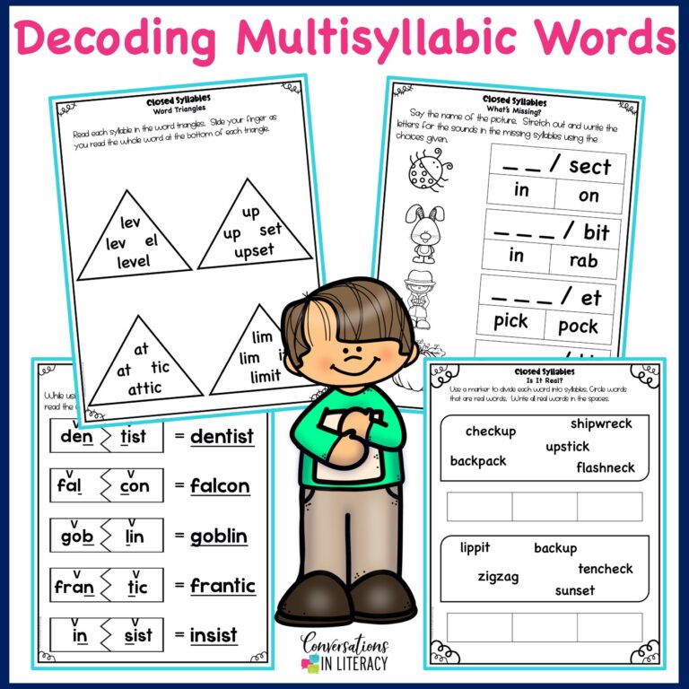 Closed Syllables Decoding Multisyllabic Words Freebie - Conversations ...